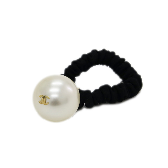 CHANEL | Accessories | Chanel Hair Tie Accessory Coco Mark Black White ...